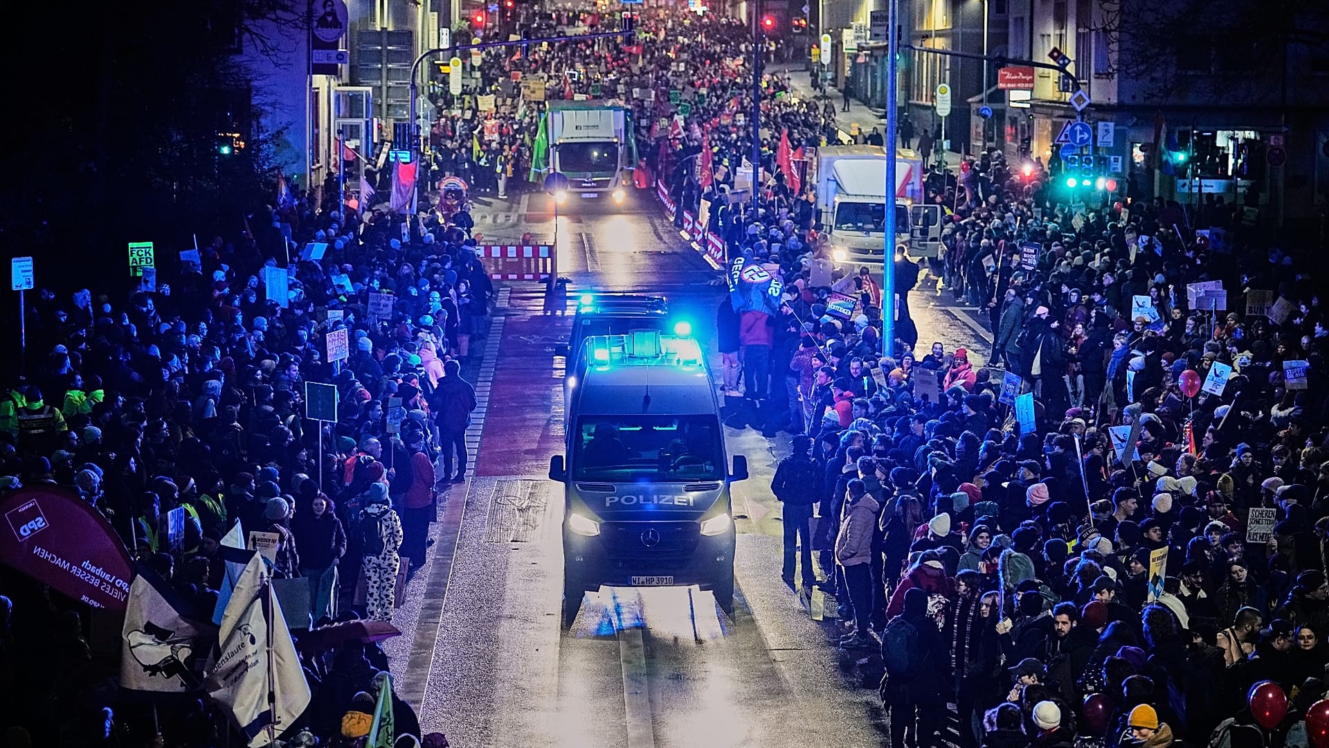 Mass protests in the central German town of Giessen against new AfD ...