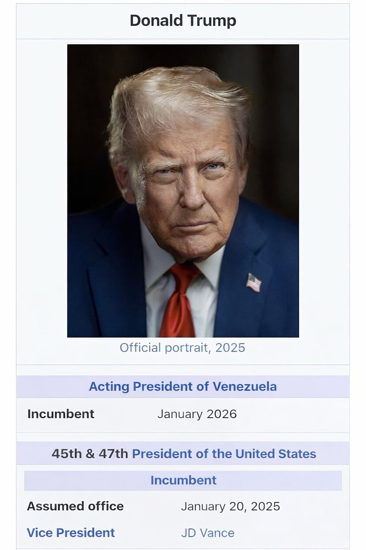 Trump styles himself as 'Venezuela's acting president' in Truth Social ...