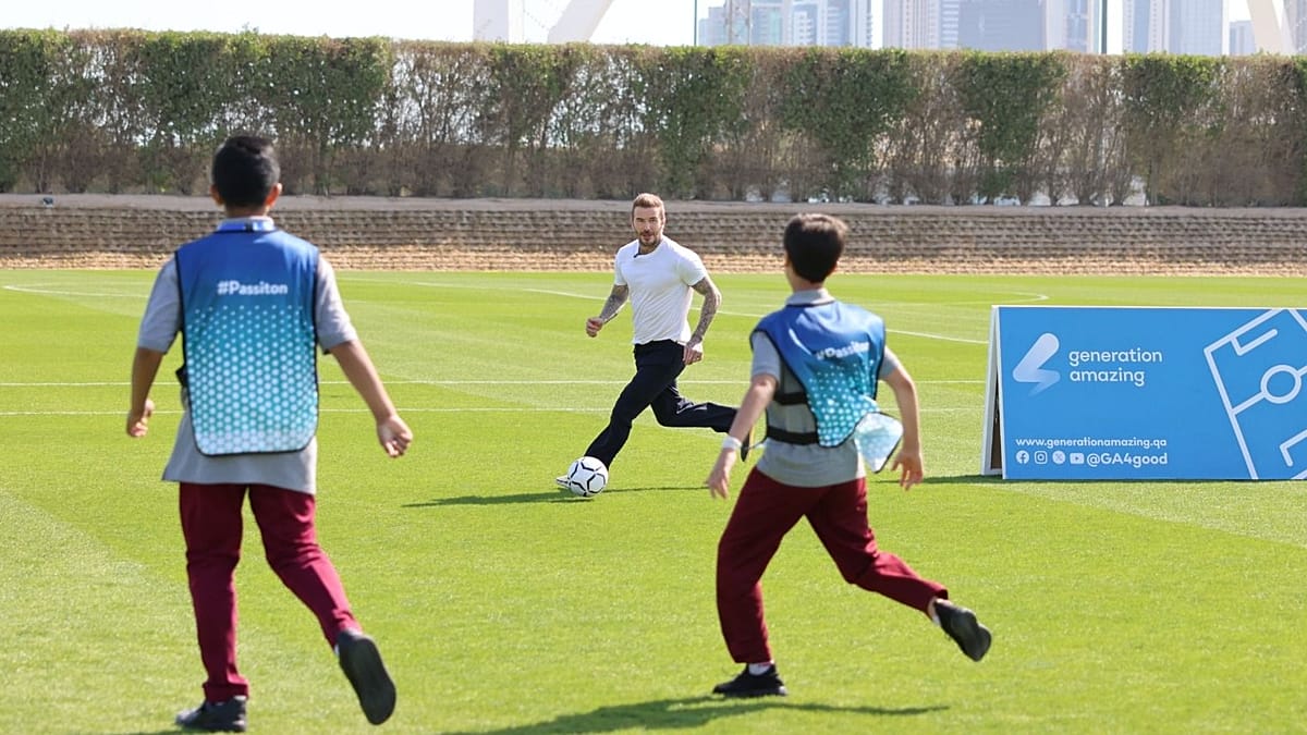 'Bend It Like Beckham' for real as football legend joins students on ...