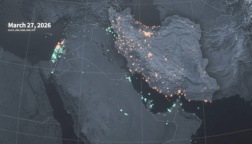 Video. Iran war: Animated map tracks Middle East strikes since February ...